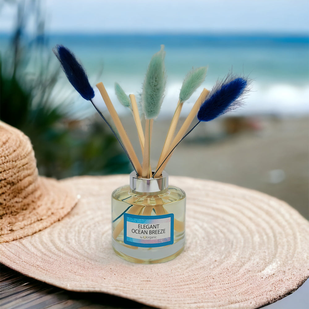 UOrganic Luxury Bunny Tail Reed Diffuser - Elegant Ocean Breeze Fragra